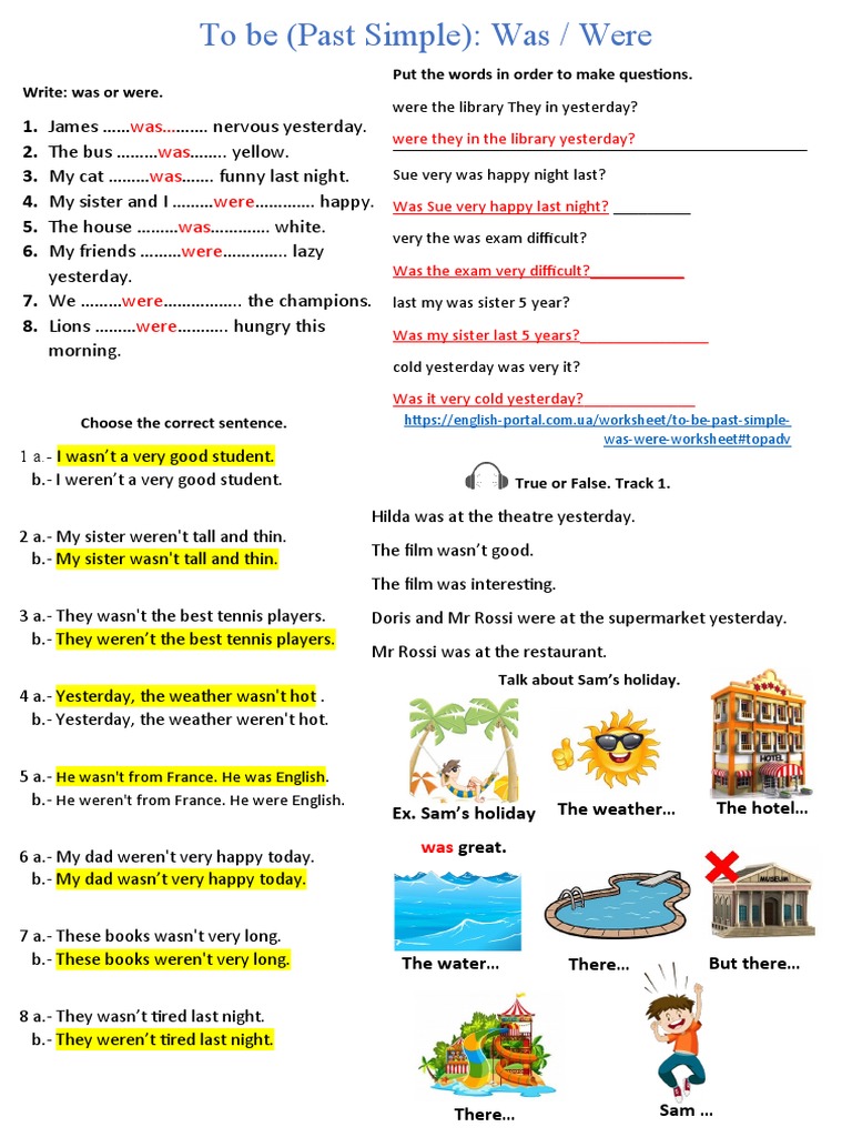 To Be Past Simple Waswere Grammar Contestado Correctamente | PDF