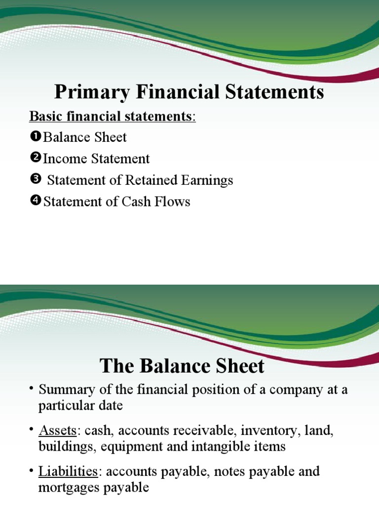 Primary Financial Statements | PDF | Balance Sheet | Equity (Finance)