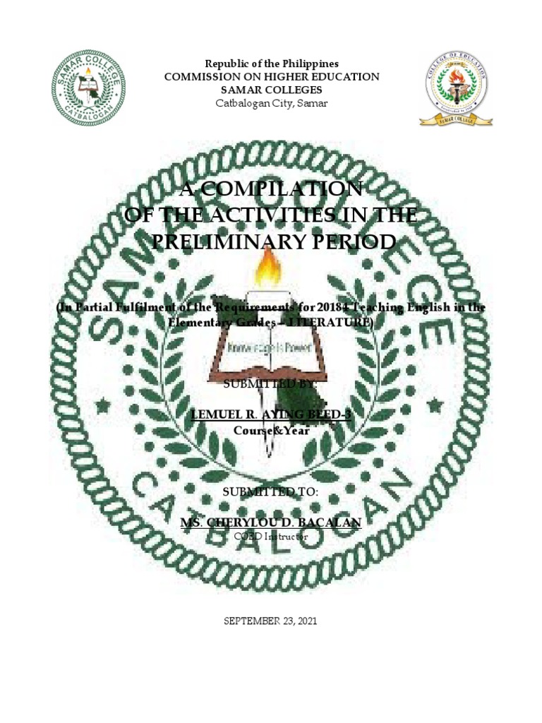 A Compilation of The Activities in The Preliminary Period | PDF