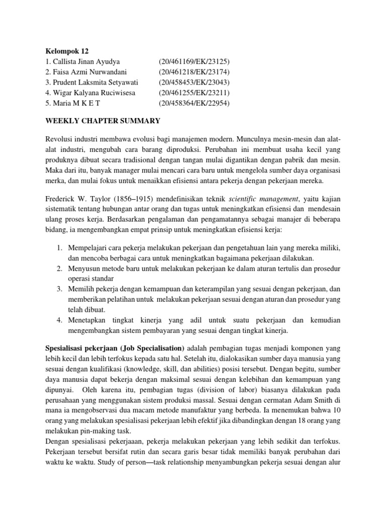 Weekly Summary Week 3 Group 12 | PDF