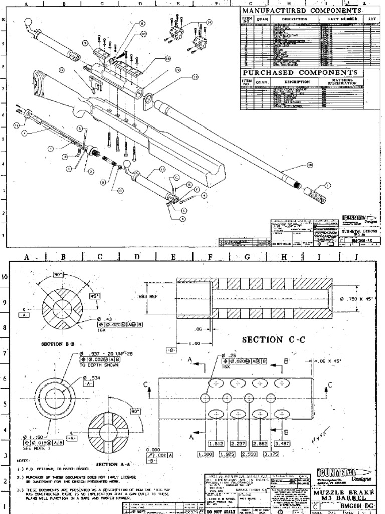 Browning 50 Target Rifle BMG GunMetal Designs Blueprints | PDF