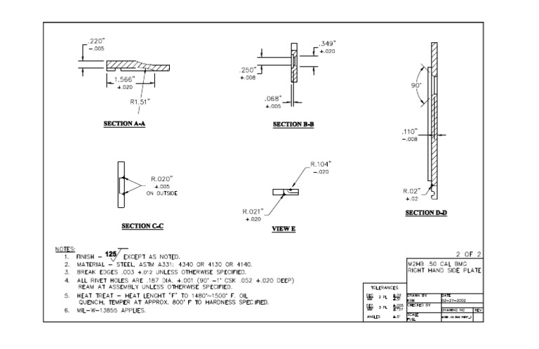 Browning M2 Machine Gun Receiver RSP2 Blueprint | PDF