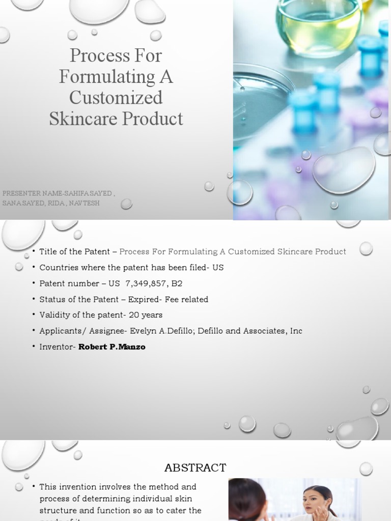 Process For Formulating A Customized Skincare Product | PDF | Skin Care