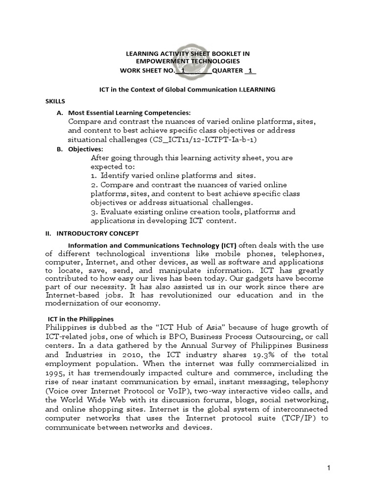 Empowerment Module 1 | PDF | World Wide Web | Internet & Web