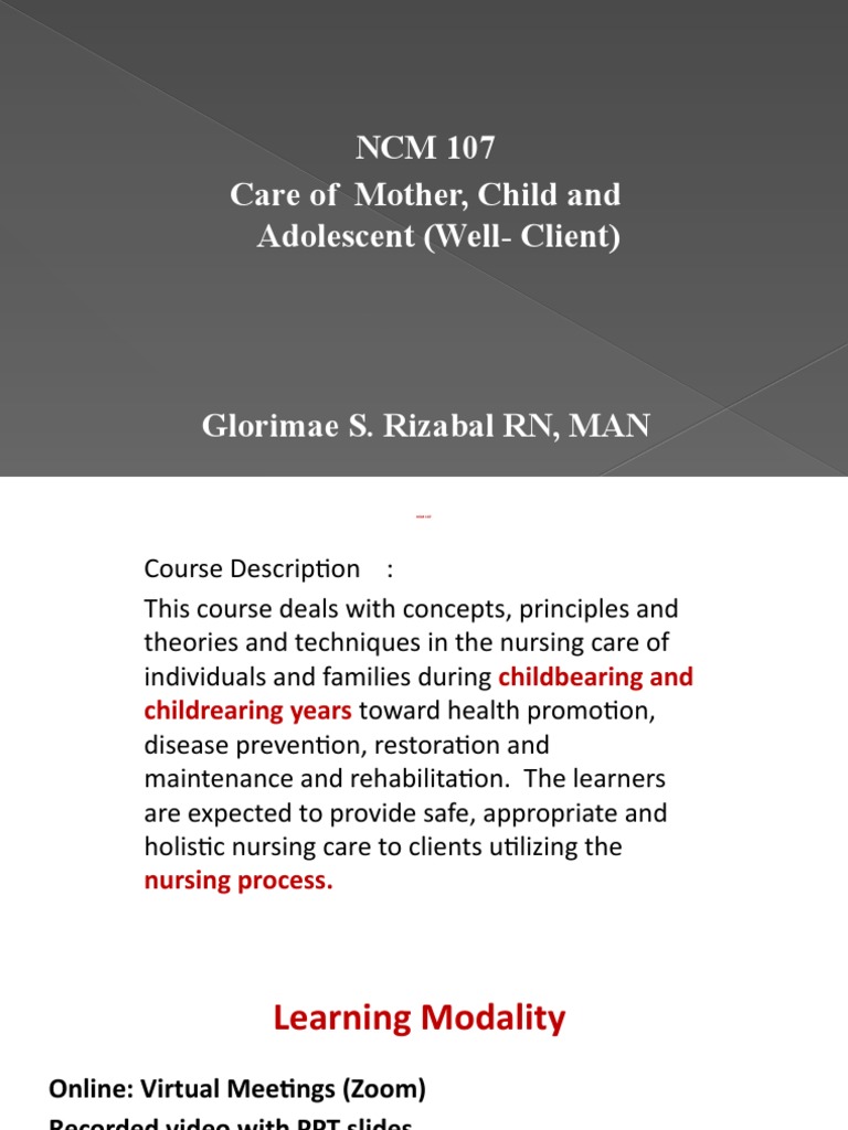 NCM 107 Care of Mother, Child and Adolescent (Well-Client) | PDF | Family | Grandparent