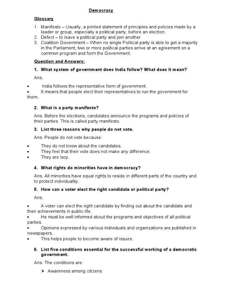 Democracy Notes | PDF | Political Ideologies | Democracy