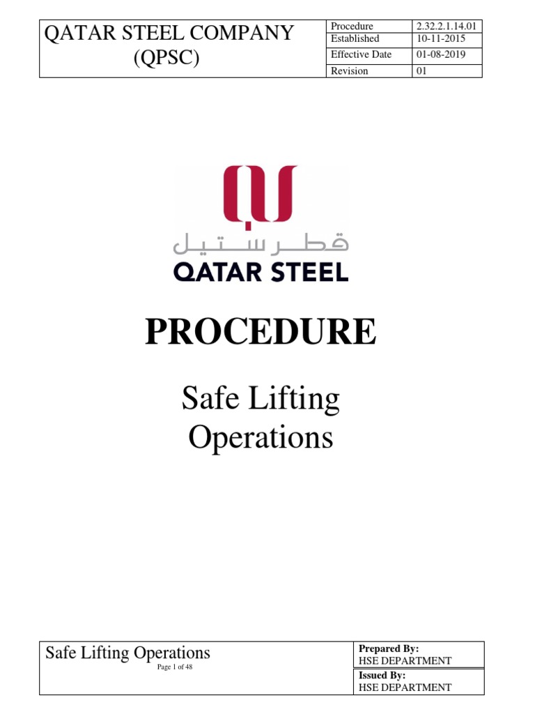 Safe Lifting Operations Procedure | PDF | Crane (Machine) | Forklift