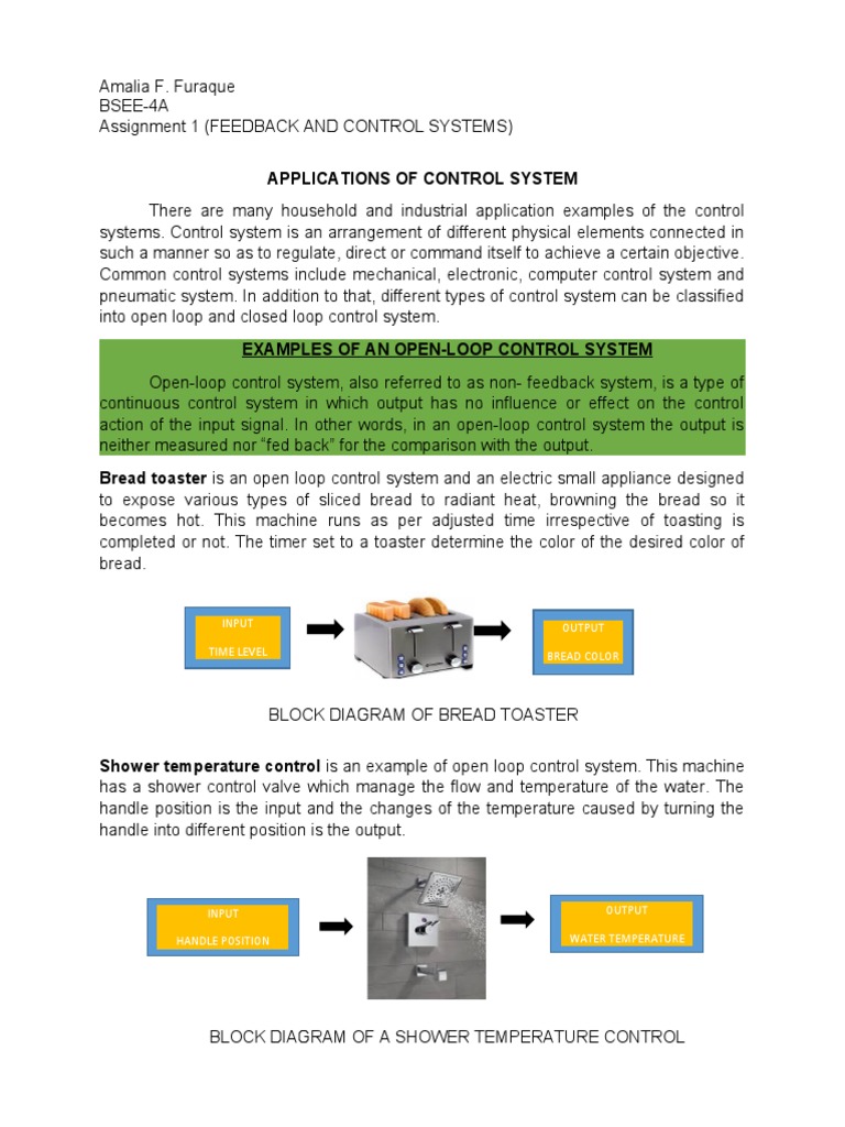 Applications of Control System: Output Bread Color Input Time Level | PDF | Feedback | Control ...