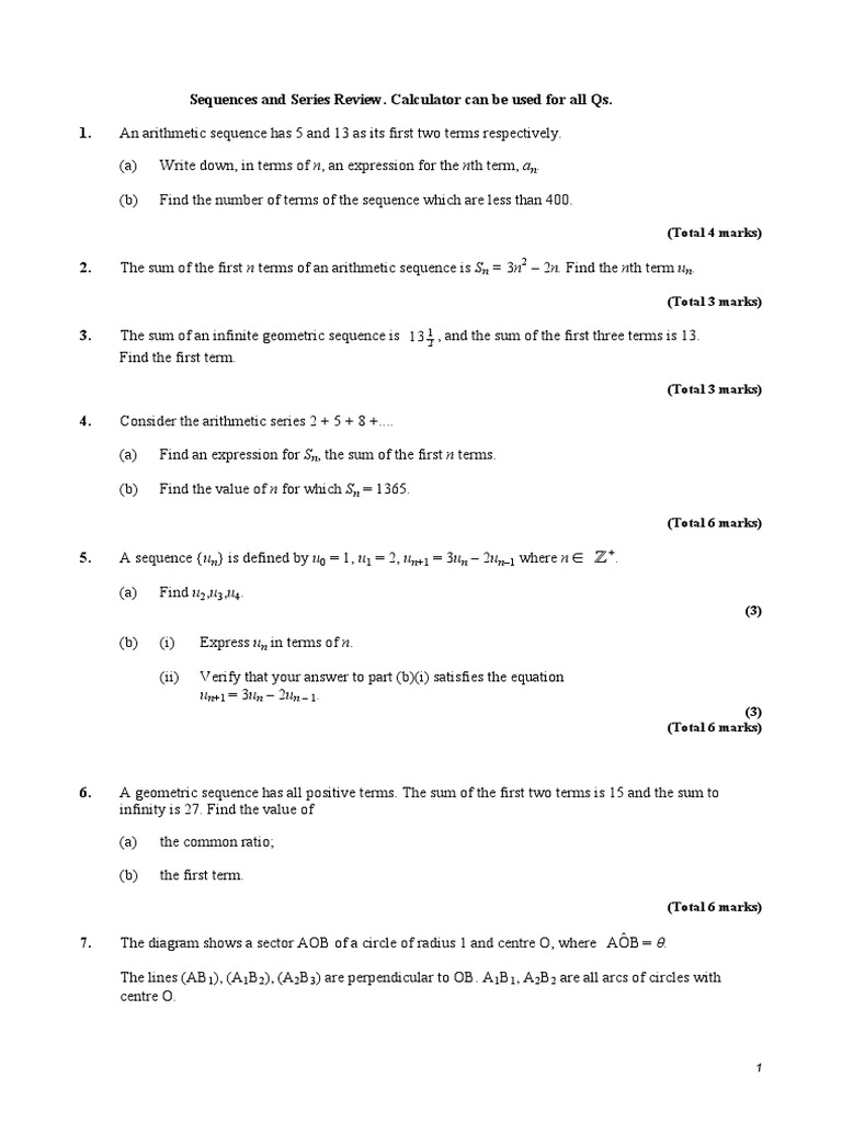 Sequences and Series Review | PDF | Sequence | Elementary Mathematics