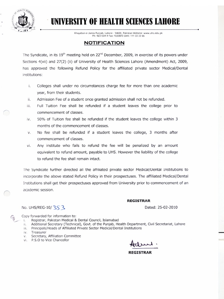 Uhs Refund Policy | PDF