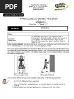 Grade 8 Science 1st Quarter DLP | PDF | Force | Mass