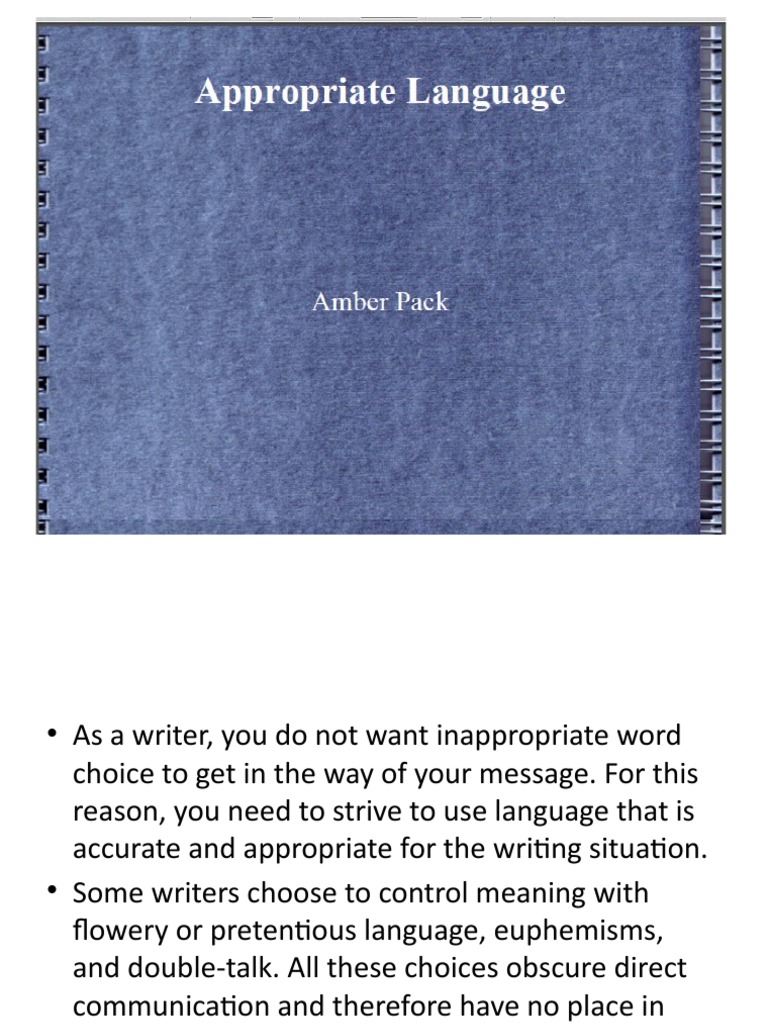 Appropriate Language | PDF | Slang | Jargon