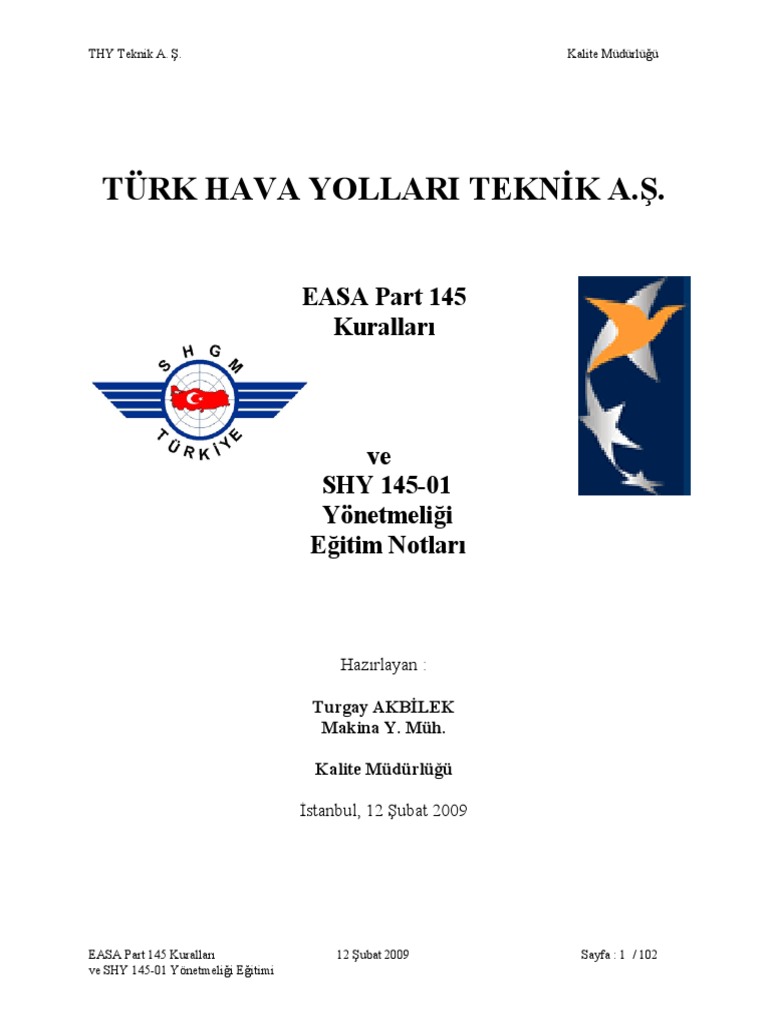 EASA Part 145 Kurallari Takbilek | PDF
