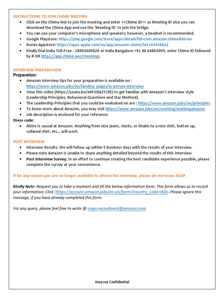 Amazon Chime Interview Guidelines | PDF