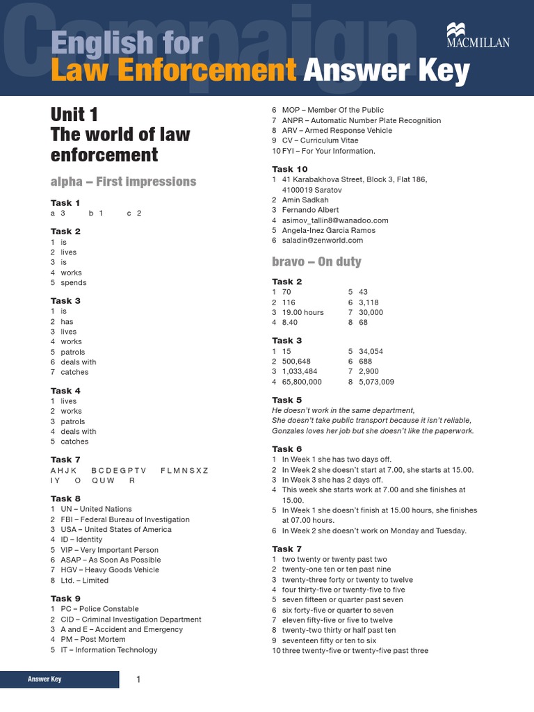 English For Law Enforcement Keys | PDF | Illegal Drug Trade | Theft