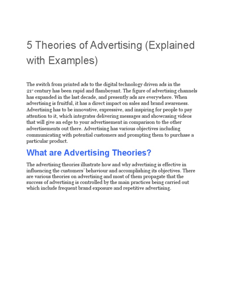 5 Theories of Advertising | PDF | Advertising | Brand