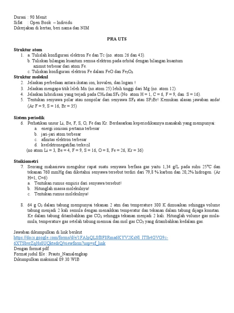 Soal Latihan Uts | PDF