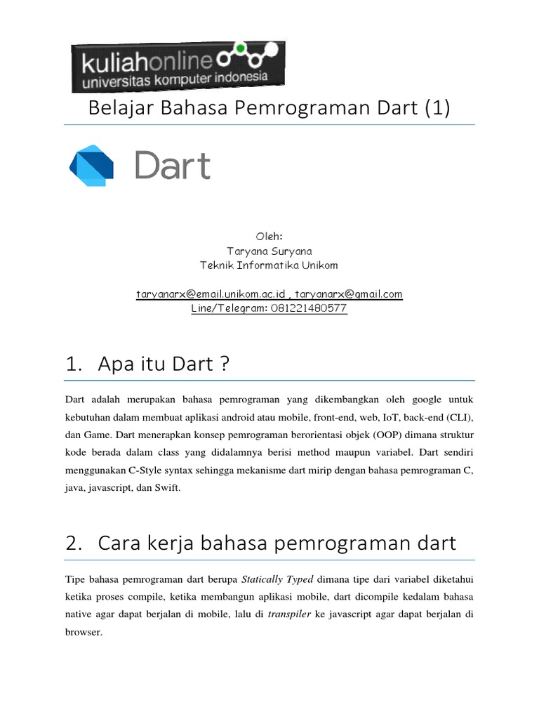 Belajar Bahasa Pemrograman Dart | PDF