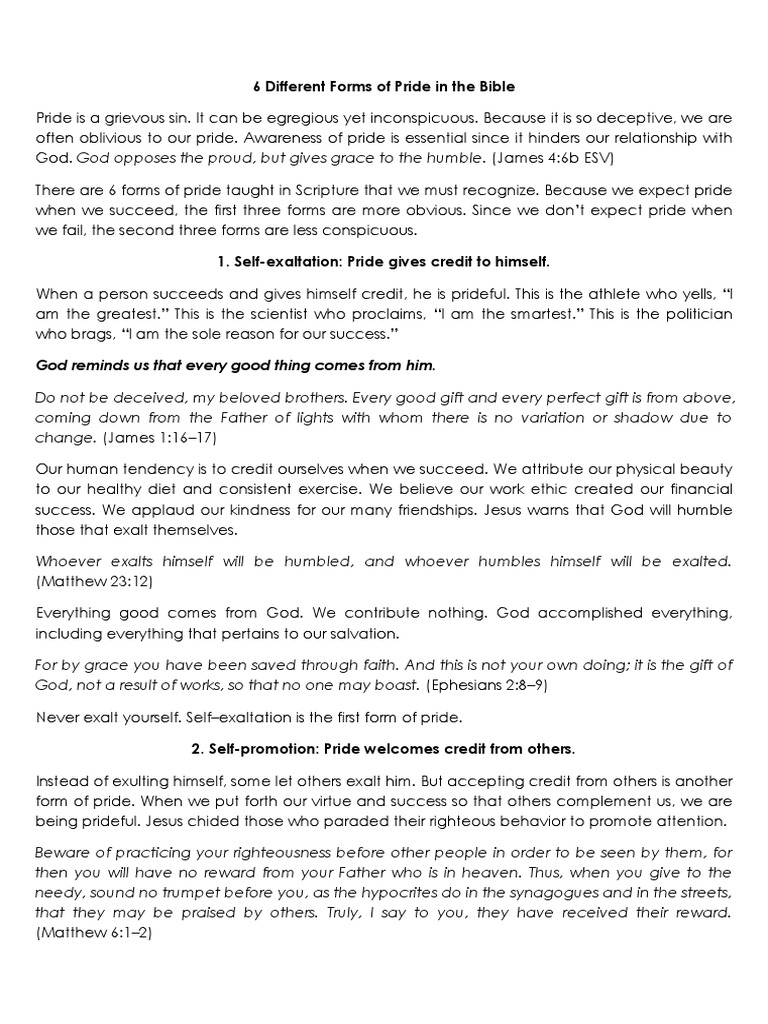 6 Forms of Pride in the Bible | PDF | Jesus | Religious Behaviour And ...