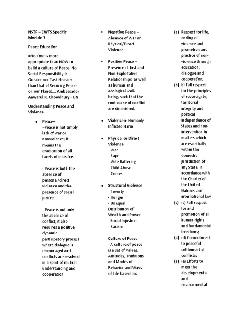 Cwts Module 3 | PDF | Peace | Violence