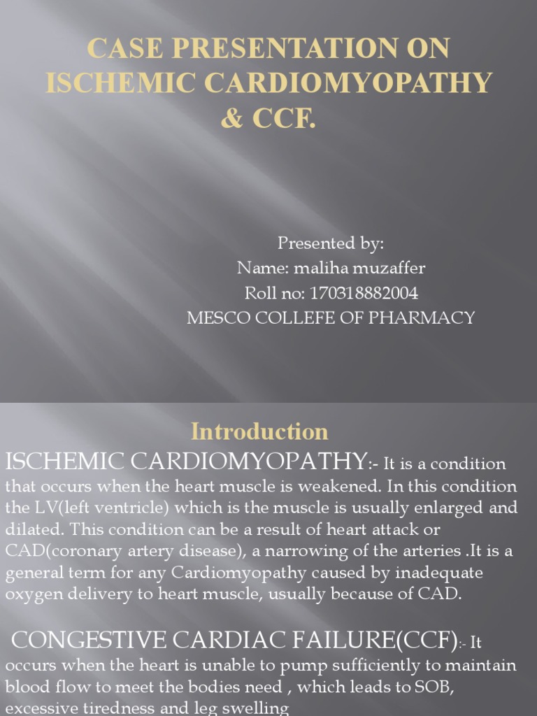 Ischemic Cardiomyopathy & CCF Case Study | PDF | Heart | Aspirin
