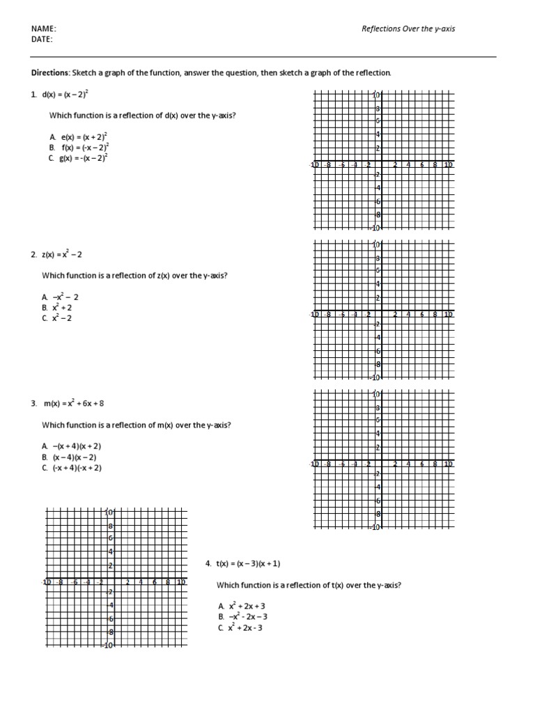 Symmetries Reflections Over y Axis | PDF | Precalculus | Cartesian ...