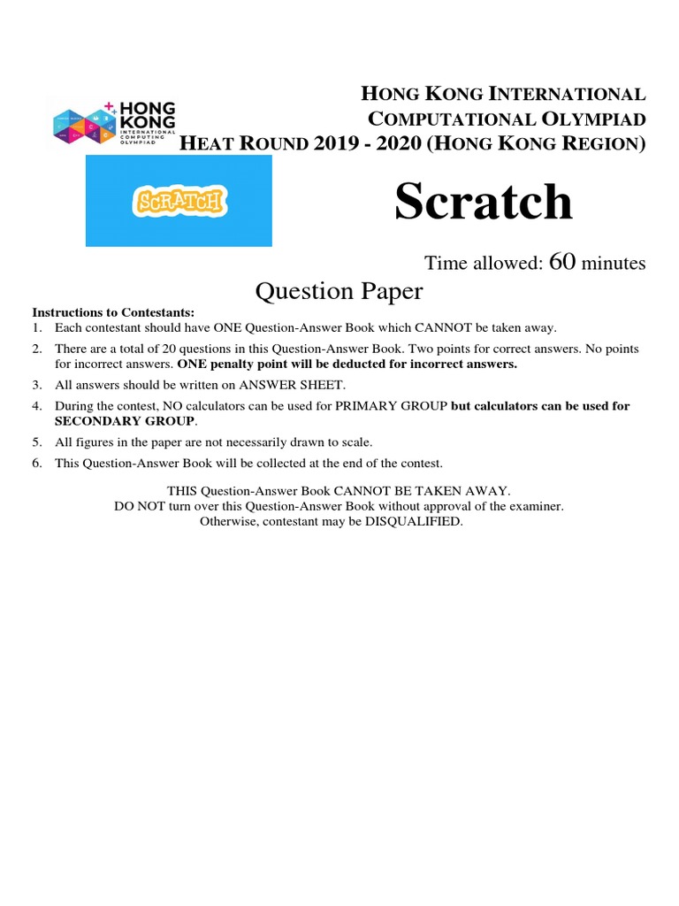 Scratch: 60 Question Paper | PDF | Scratch (Programming Language ...
