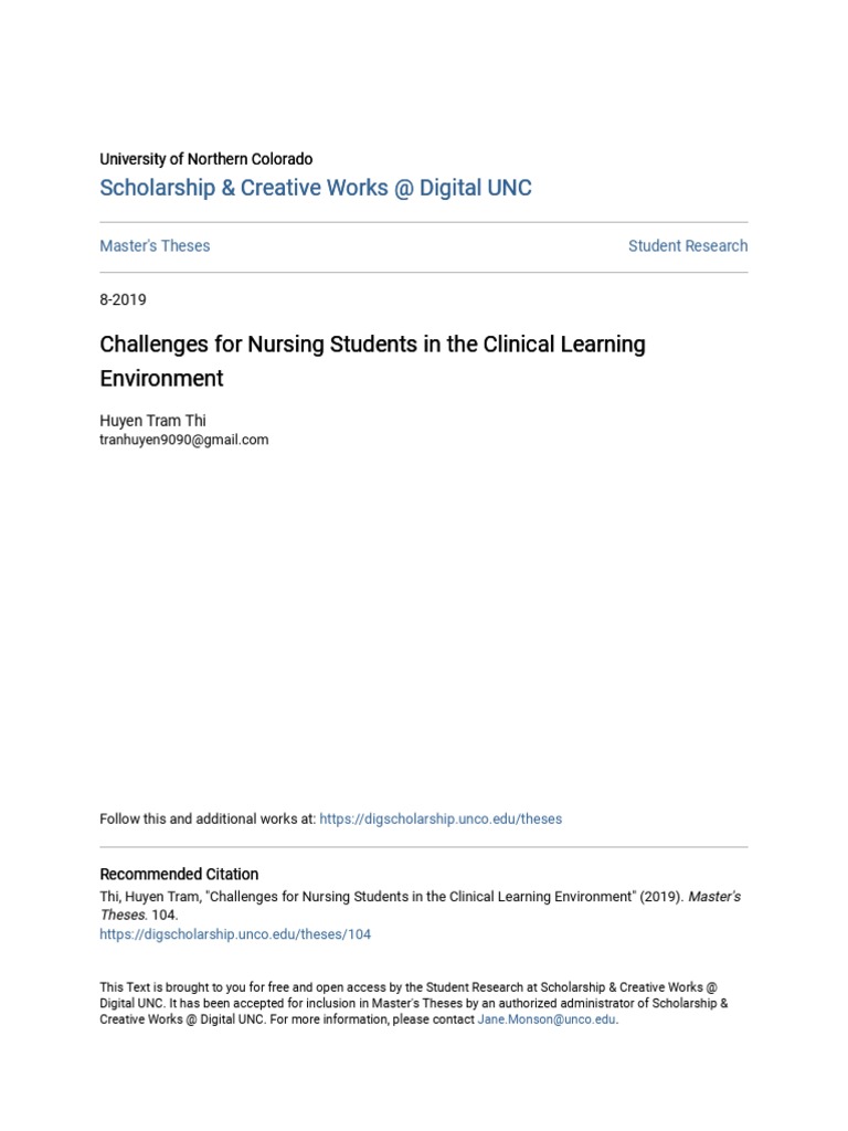 Challenges For Nursing Students in The Clinical Learning Environm | PDF ...