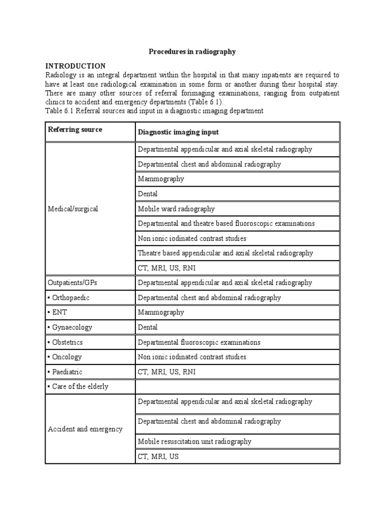 An Overview of Patient Pathways and Procedures in Diagnostic ...