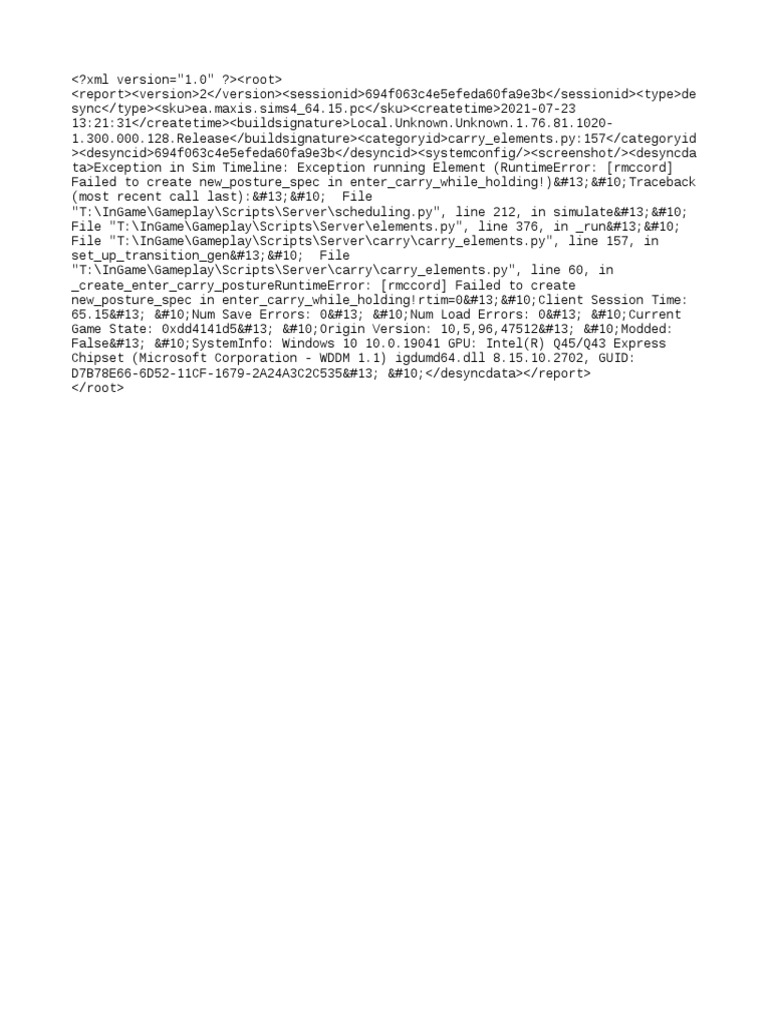 Sims 4 Desync Error Report | PDF | Teaching Methods & Materials | Technology & Engineering