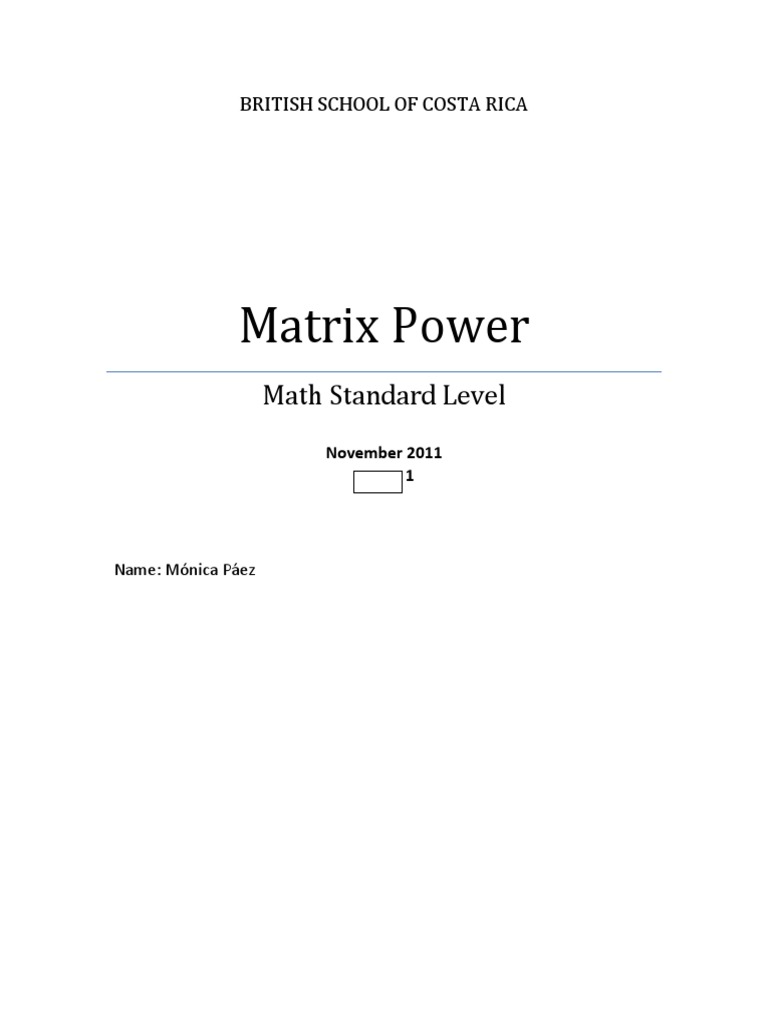 Matrix Power: Math Standard Level | PDF | Determinant | Matrix ...