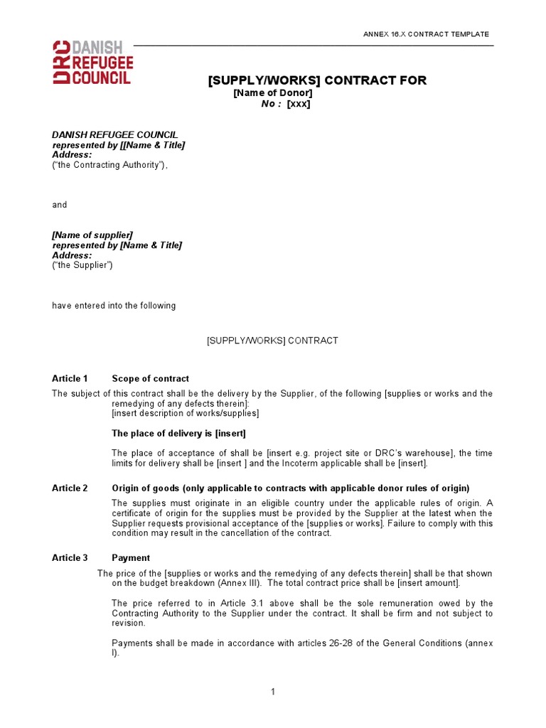 Annex 16.X Contract Template | PDF | Arbitration | Arbitral Tribunal