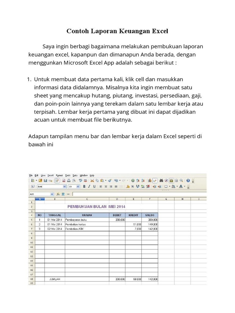 Contoh Laporan Keuangan Excel | PDF