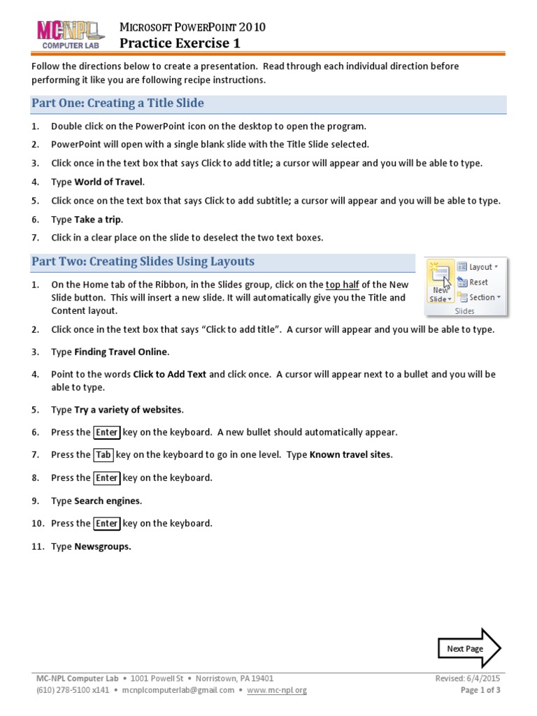 Powerpoint Practice Exercise 1 Instructions Pdf Cursor User