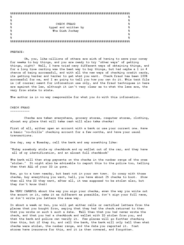 How To Do Check Fraud | PDF | Cheque