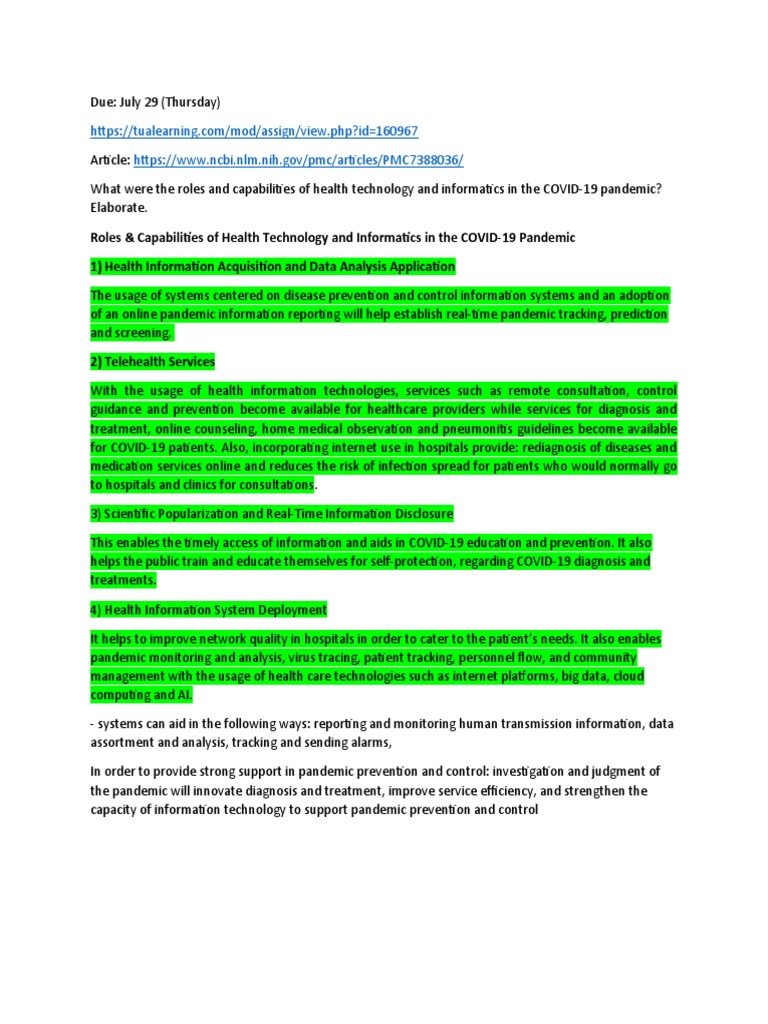Health Tech Roles in COVID-19 Response | PDF | Health Informatics ...