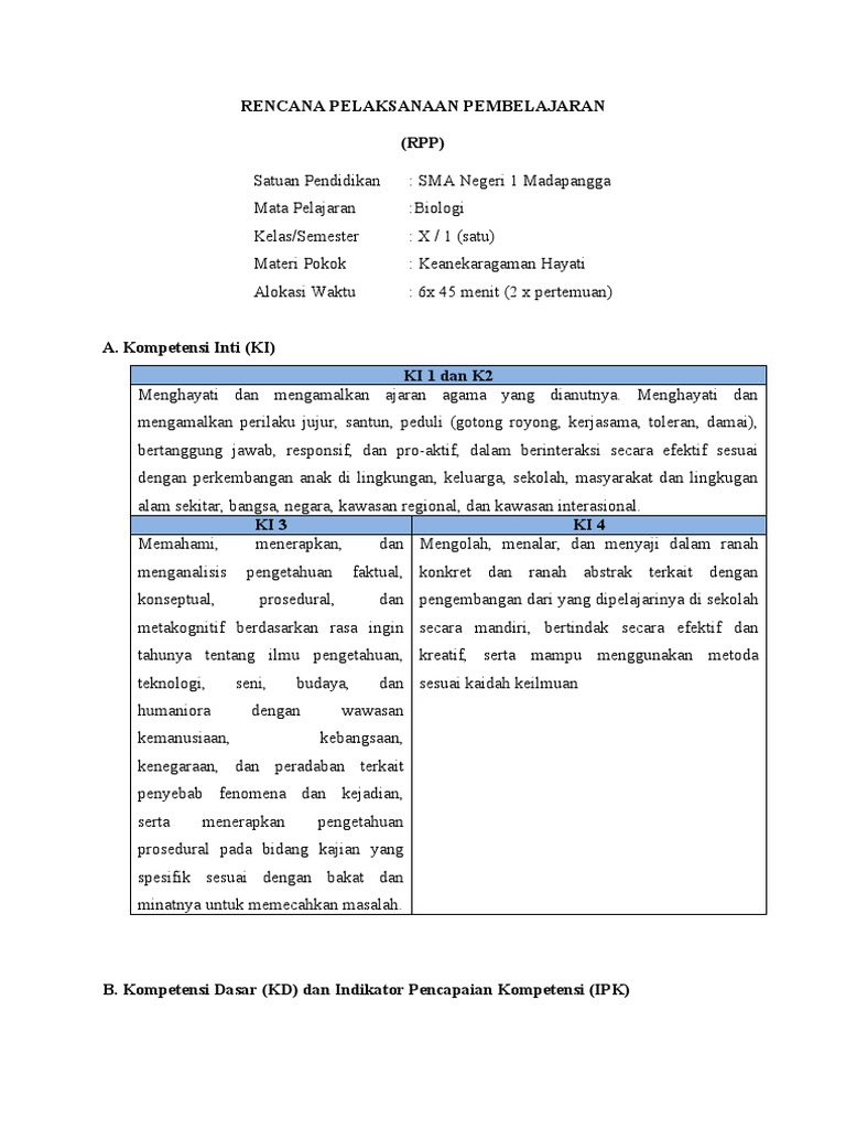 RPP Keanekaragaman Hayati. | PDF | Seni & Disiplin Bahasa | Kesehatan Holistik
