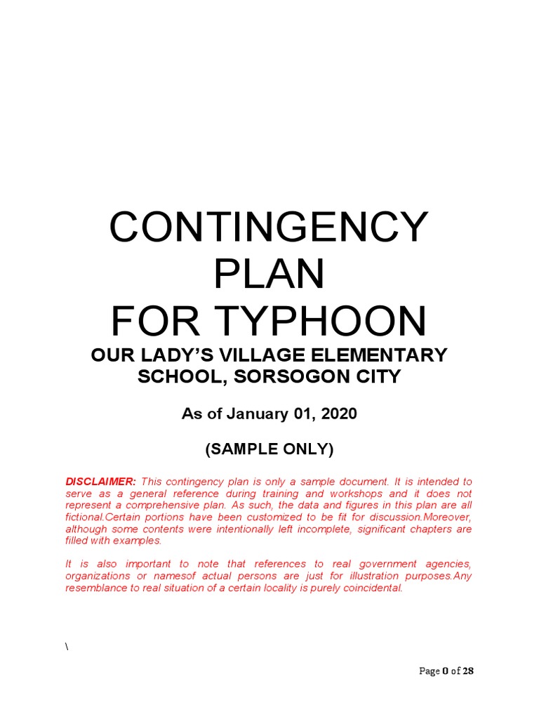 Sample Contingency Plan | PDF | Tropical Cyclones | Flood