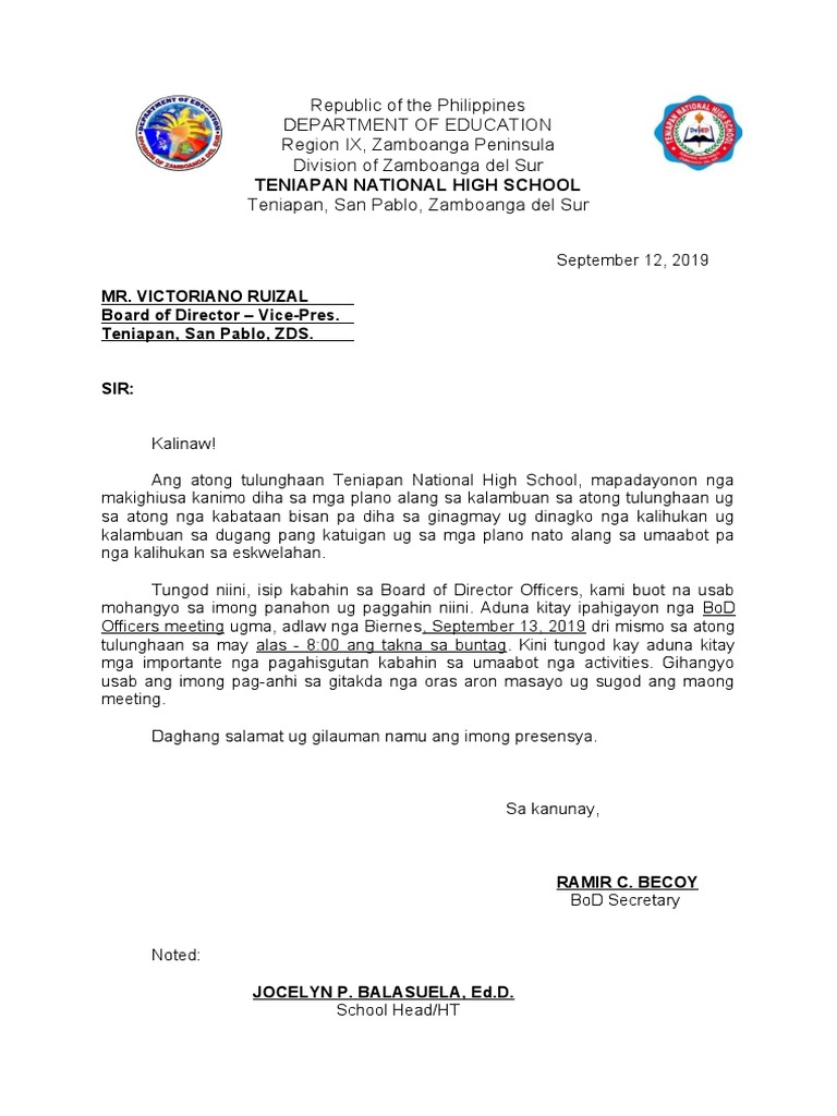 Letter For BOD | PDF