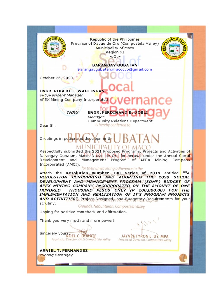 Barangay Gubatan: VPO/Resident Manager | PDF | Government