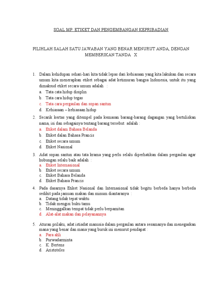 Soal Etiket | PDF