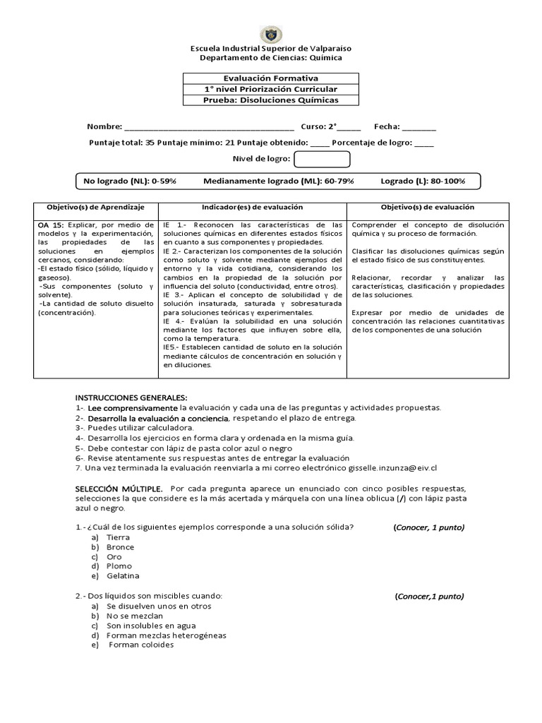 2° QCA Guía 2 Soluciones | PDF | Solubilidad | Concentración