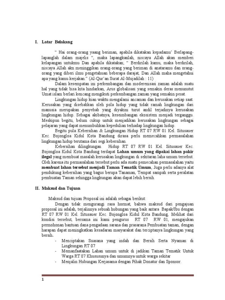 Proposal Pembuatan Taman Tematik | PDF