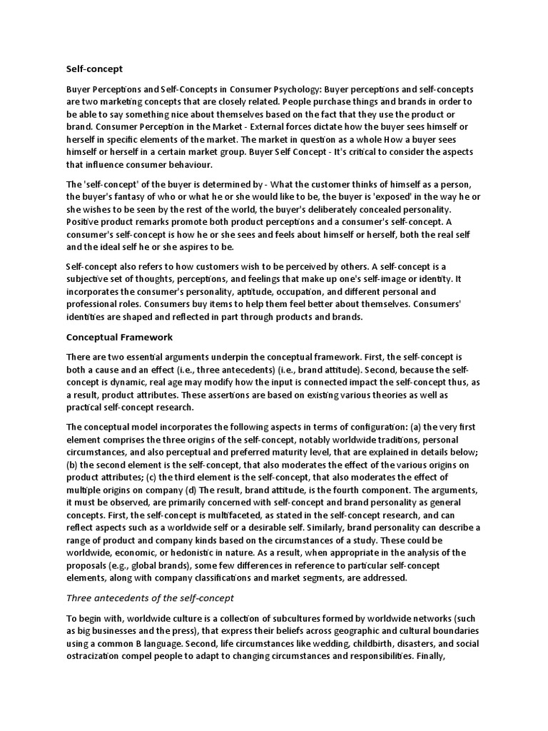 Self Concept and Conceptual Framework | PDF | Self Concept | Consumer ...