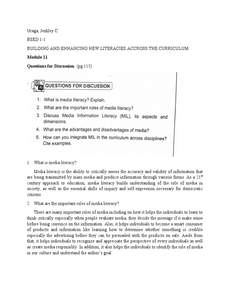 Educ 2. Module #11. Uraga. BSED 1-1 | PDF | Information Literacy | Literacy