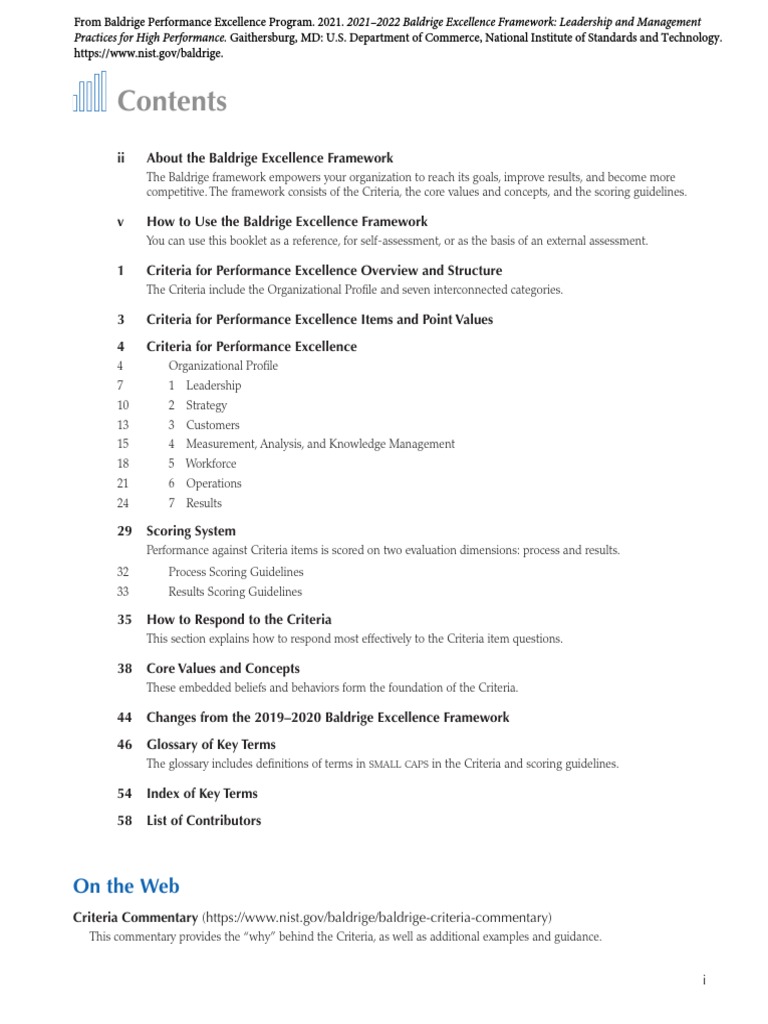 2021 2022 Baldrige Framework BNP Free Sample | Download Free PDF ...