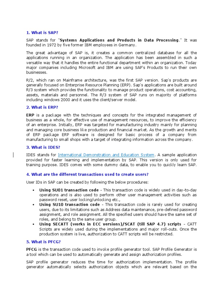 Sap Security 100 Q@answera | PDF | Enterprise Resource Planning | Software