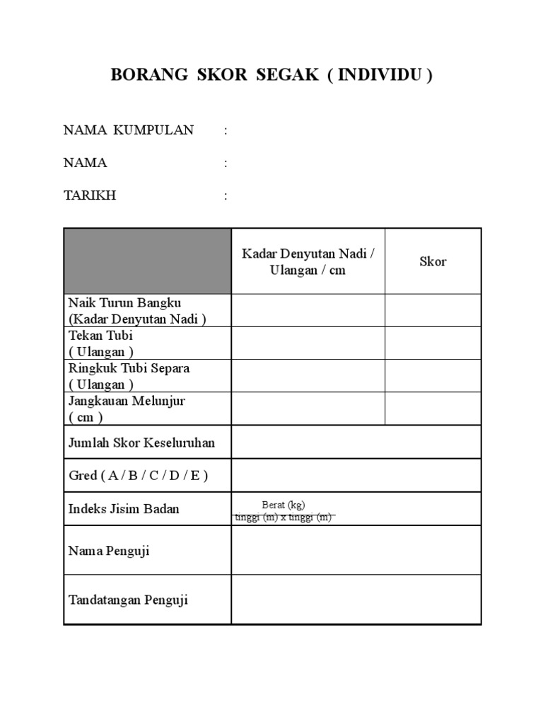 Borang Skor Segak | PDF