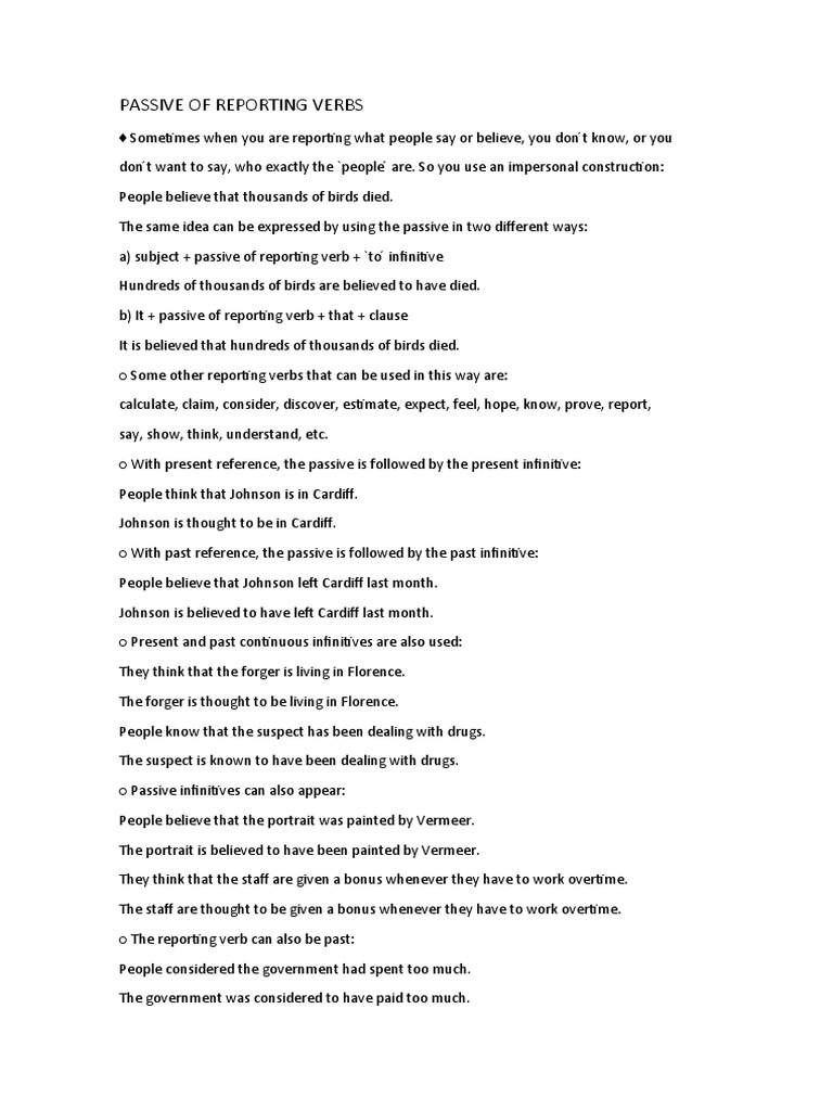 Passive of Reporting Verbs | PDF | Verb | Earth
