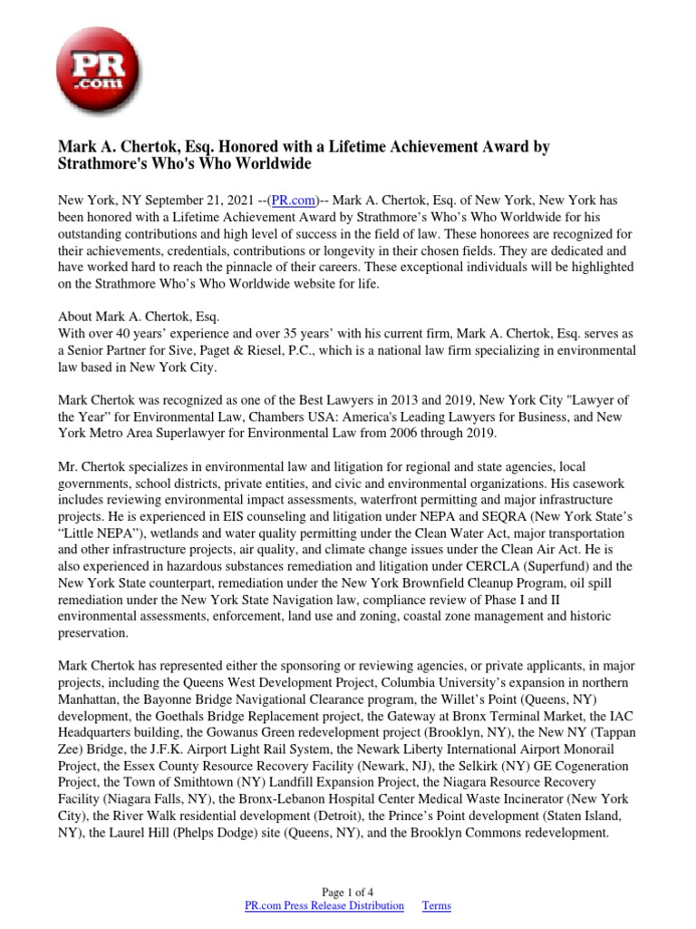 Mark A. Chertok, Esq. Honored With A Lifetime Achievement Award by ...